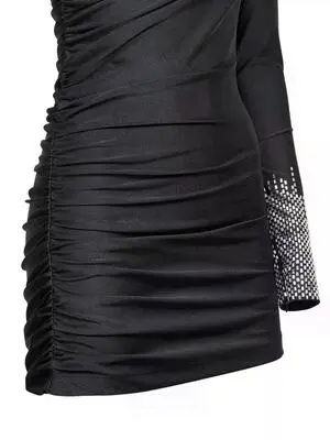 ALINA Rhinestone One-shoulder Gathered Dress