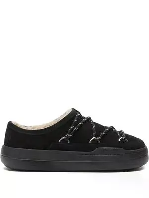 Moon Boot Park Lace-detail Shearling Slippers - Black