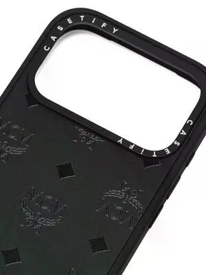 Mcm X Casetify Monogram-pattern Iphone 17 Pro Case - Black