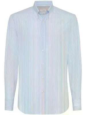 Brunello Cucinelli Striped Cotton Shirt - Blue
