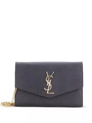 Saint Laurent Uptown Chain Wallet Leather Crossbody Bag - Black