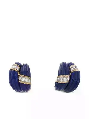Cartier 1970's Diamond And Lapis Lazuli Clip On Earrings - Blue