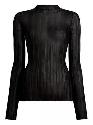 Khaite Cosette Ruffled Ribbed Top