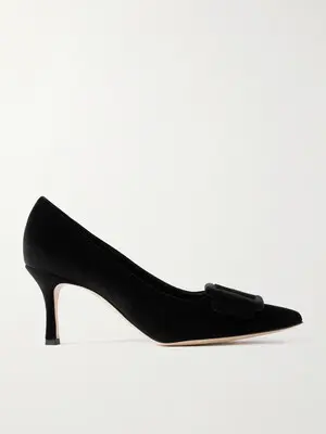 Manolo Blahnik Maysale 70 Buckled Velvet Pumps - Black