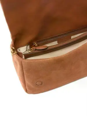 Pinko Logo-appliqué Suede Shoulder Bag - Brown