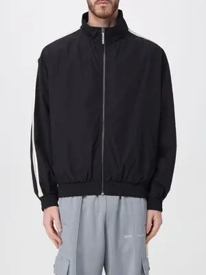 Palm Angels Zip-up Track Jacket With Striped Sleeves - Black