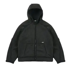 PALACE Sherpa Faux Suede Hooded Jacket - Black