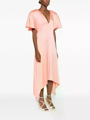 Stella McCartney V-neck Asymmetric Midi Dress - Pink