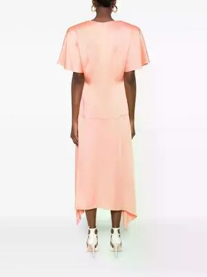 Stella McCartney V-neck Asymmetric Midi Dress - Pink