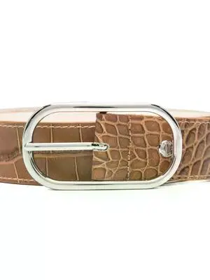 HERSKIND Leather Belt With Crocodile Embossing - Brown