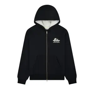 Aimé Leon Dore Unisphere Waffle Lined Full-zip Hoodie - Black