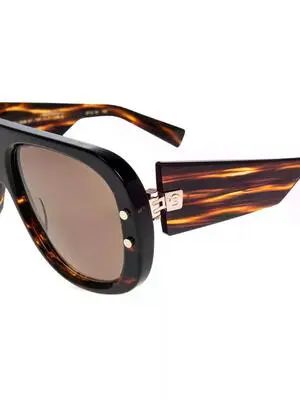 Balmain Tortoiseshell-pattern Pilot Sunglasses - Brown