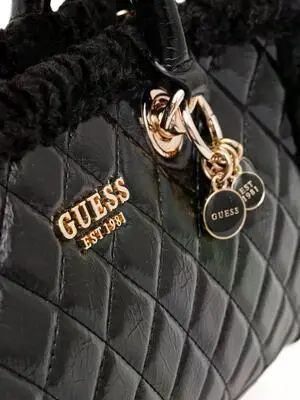 Guess Quilted Tote Bag With Faux-shearling Trim