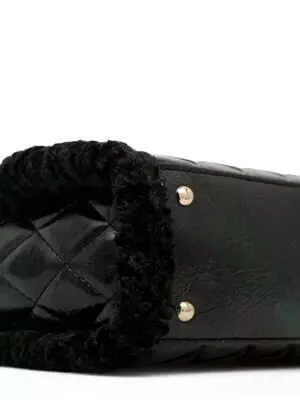 Guess Quilted Tote Bag With Faux-shearling Trim