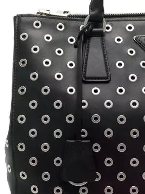 Prada Eyelet Embellished Tote