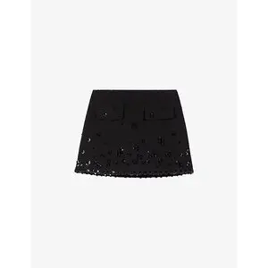 Maje Sequin-embellished Stretch-woven Skort