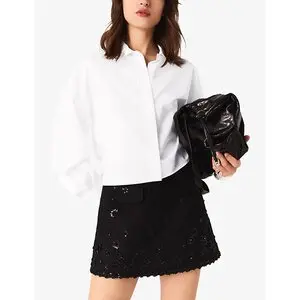 Maje Sequin-embellished Stretch-woven Skort