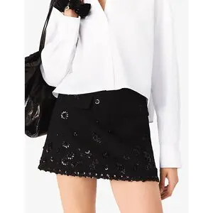 Maje Sequin-embellished Stretch-woven Skort