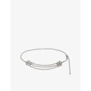 The Kooples Triple-chain Belt - Black Silver