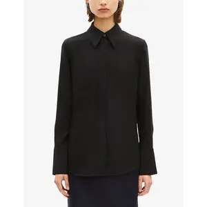 The Kooples Straight-cut Long-sleeve Satin Shirt