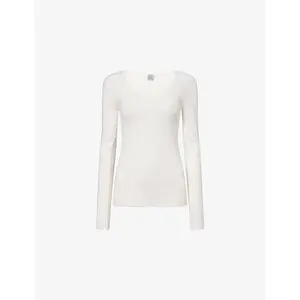TOTEME Ribbed Scoop-neck Stretch-wool Blend Top