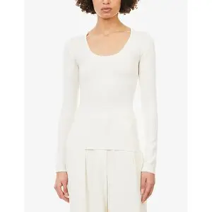 TOTEME Ribbed Scoop-neck Stretch-wool Blend Top