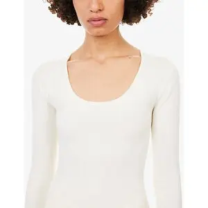 TOTEME Ribbed Scoop-neck Stretch-wool Blend Top