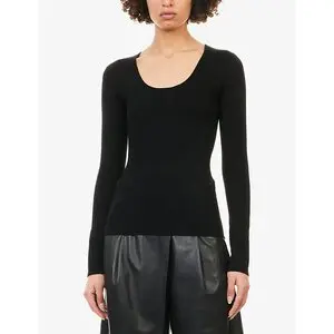 TOTEME Ribbed Scoop-neck Stretch-wool Blend Top