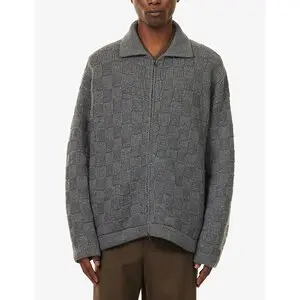THE ELDER STATESMAN Checkered Knitted Cashmere Jacket