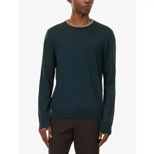Paul Smith Stripe-trim Merino-wool Jumper - Olive