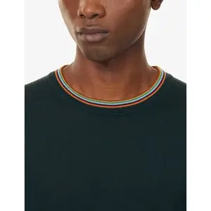 Paul Smith Stripe-trim Merino-wool Jumper - Olive