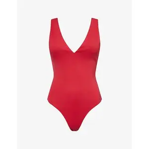 Good American Deep V-neck Stretch-woven Body - Ruby