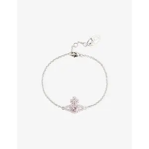 VIVIENNE WESTWOOD Valentina Orb Brass And Cubic Zirconia Bracelet - Platinum/pink/white Cz