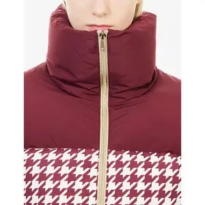 MY SUNDAY SKI Cropped Bomber Ski Jacket - Burgundy Houndstooth