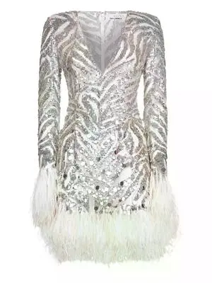 ALINA Sequin And Feather Embroidered Dress
