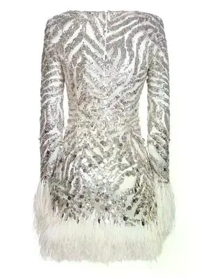 ALINA Sequin And Feather Embroidered Dress