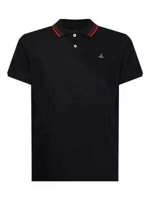 VIVIENNE WESTWOOD Striped-collar Polo Shirt - Black