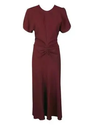 Victoria Beckham Gathered-detail Midi Dress - Red