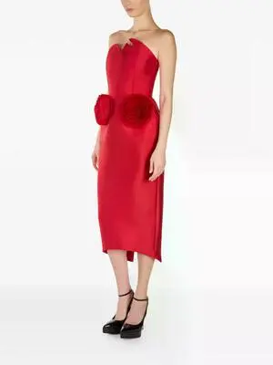 ARAFTU Rose-detail Strapless Midi Dress