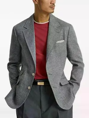 Brunello Cucinelli Silk, Linen And Wool Hopsack Deconstructed Cavallo Blazer