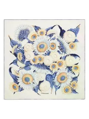 FERRAGAMO Sunflower-print Silk Scarf - Neutrals