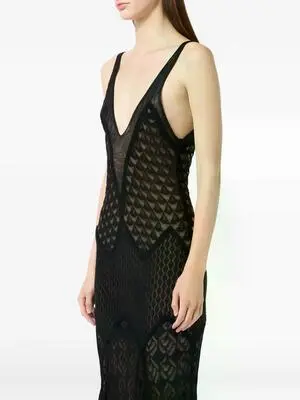 Blumarine Patterned V-neck Maxi Dress