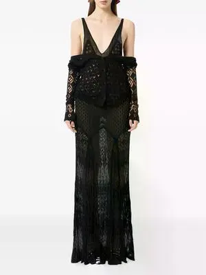 Blumarine Patterned V-neck Maxi Dress