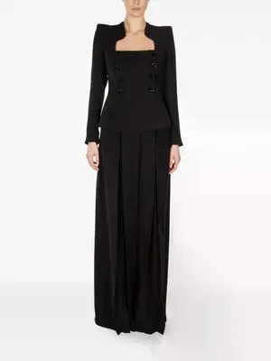ARAFTU Button-embellished Straight Jumpsuit - Black