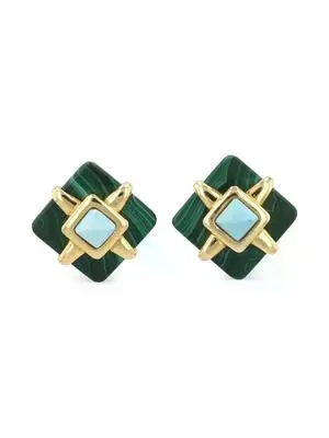 CARTIER 1973 Malachite And Turquoise Clip-on Earrings - Green