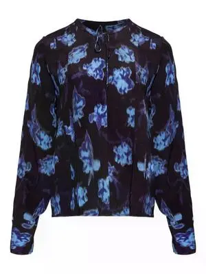 Rag & Bone Floral-print Long-sleeve Blouse - Black