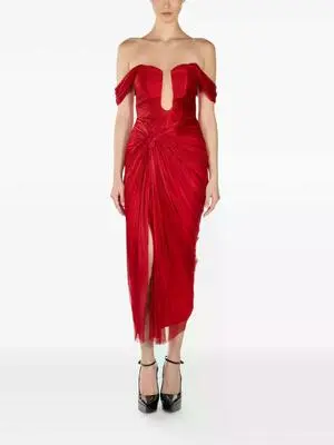 ARAFTU Off-shoulder Split Midi Dress
