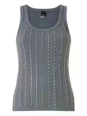 Pinko Ribbed Vest Top With Jewel Detailing - Grey
