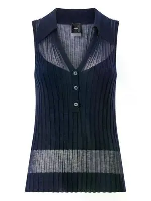 Pinko Buttoned Ribbed Polo Top