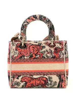 Dior Lady D-lite Medium Satchel Embroidered Raffia - Multicolour